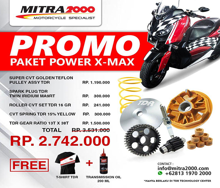 Wow.. Promo Spesial Mitra 2000 Buat Upgrade Power X-Max, N-Max & Aerox, Buruan