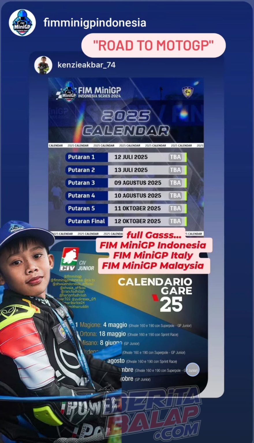 Belum Pernah Terjadi ! Kenzie Akbar Siap Ikuti FIM MiniGP Series 2025 di Indonesia, Malaysia dan ...